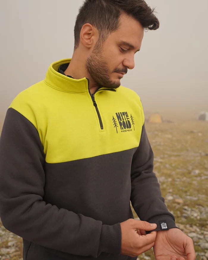 Olympus Half-Zip Sweatshirt Gray – Lime – Hit The Road Olympus Half-Zip Sweatshirt Gray – Lime – Hit The Road